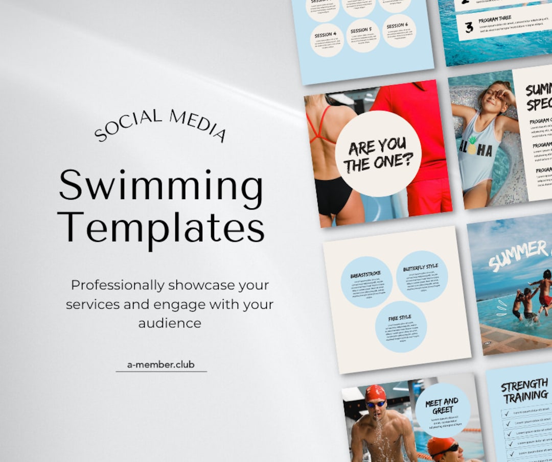 Swimming Social Media Templates | Swim Instagram Posts | Pool Templates ...