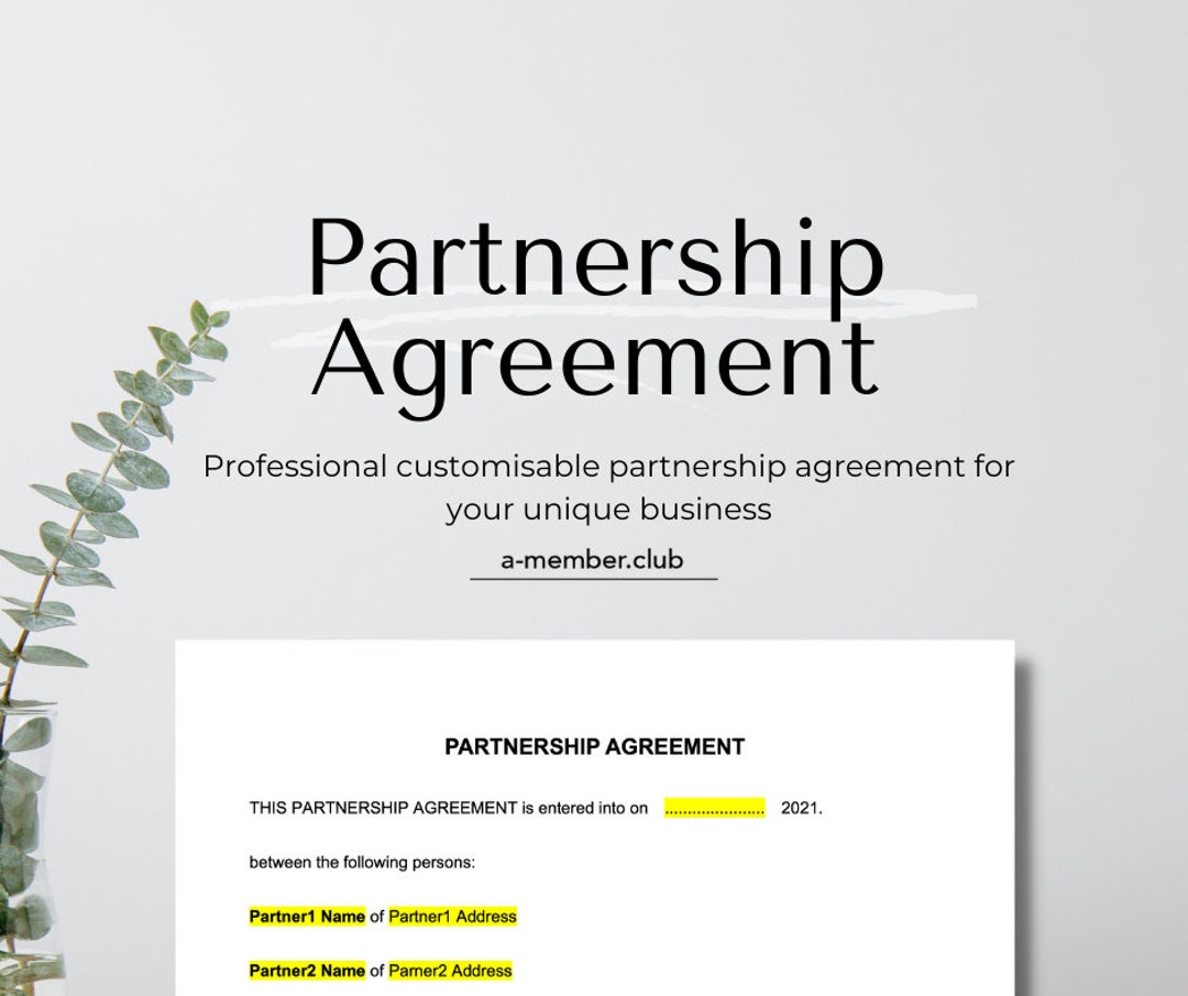 Partnership Agreement Legal Template Legal Document Legal Agreement ...