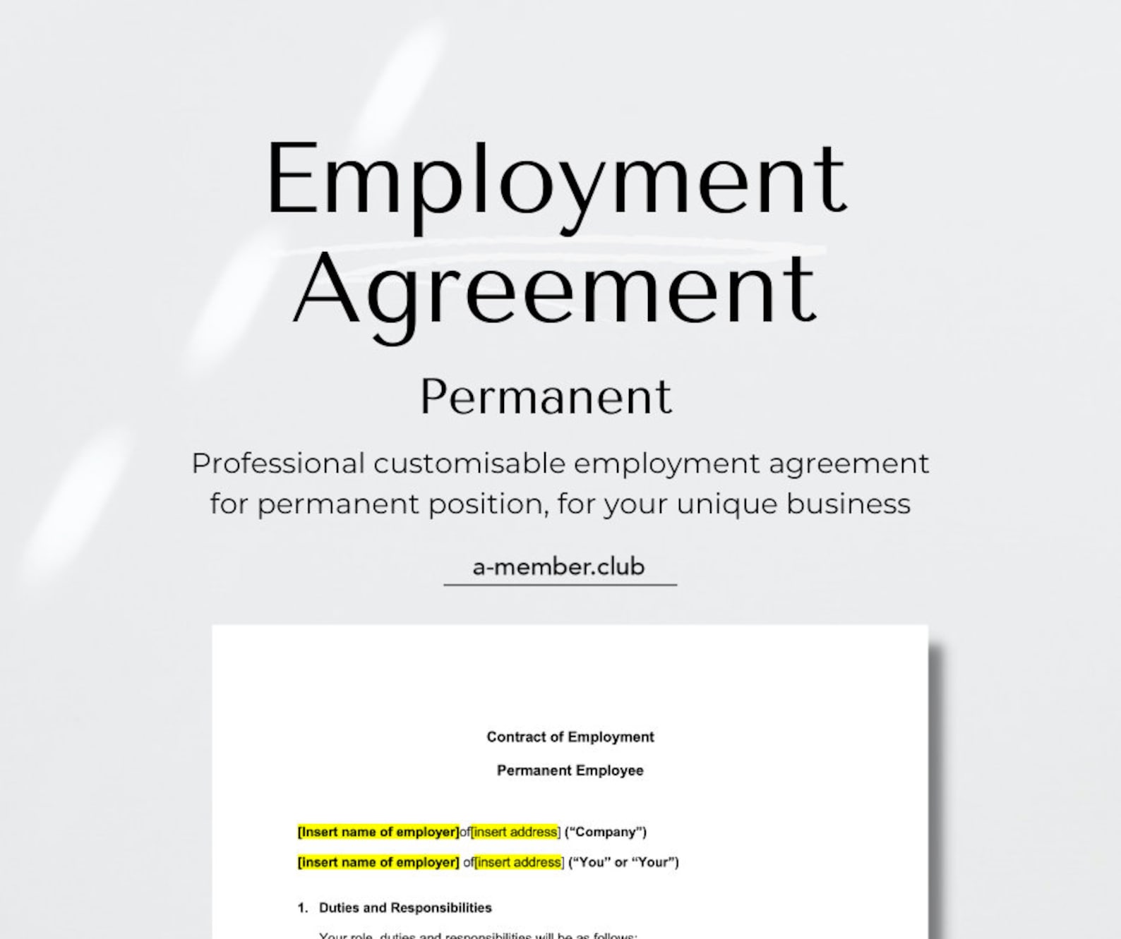 Employment Contract Agreement - Employment Service Contract Template ...