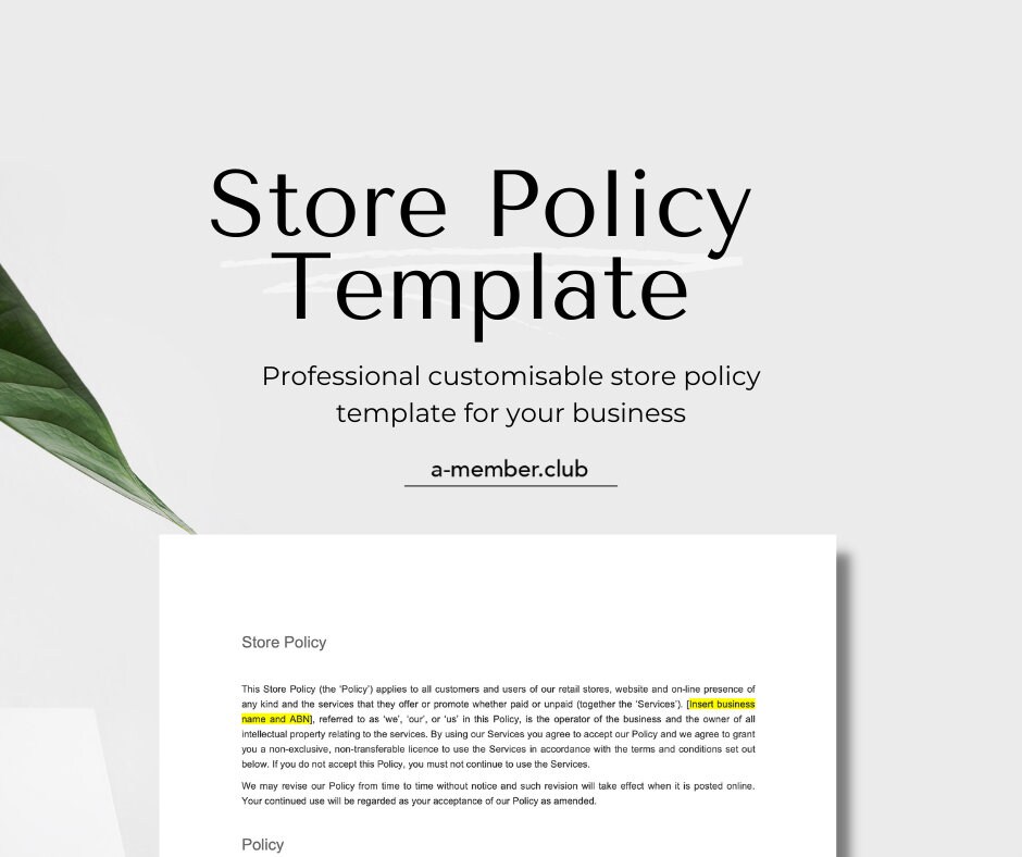 Store Policy Legal Template | Legal Document | Legal Agreement | Store ...
