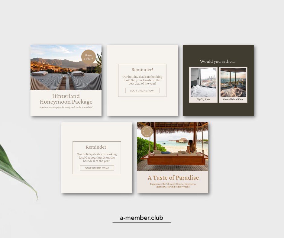 Hotel and Resort Instagram Posts | Airbn Template | Travel | Property ...