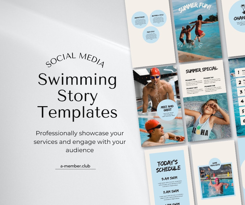 Swimming Story Template | Swimming Instagram | Summer Pool Social Media ...