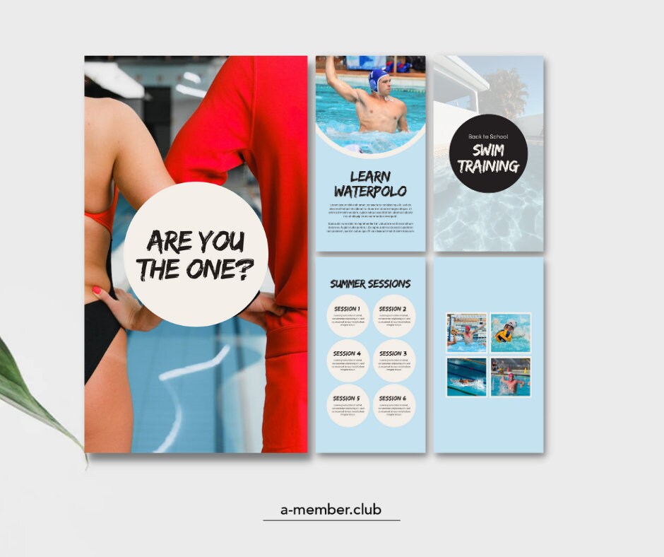 Swimming Story Template | Swimming Instagram | Summer Pool Social Media ...