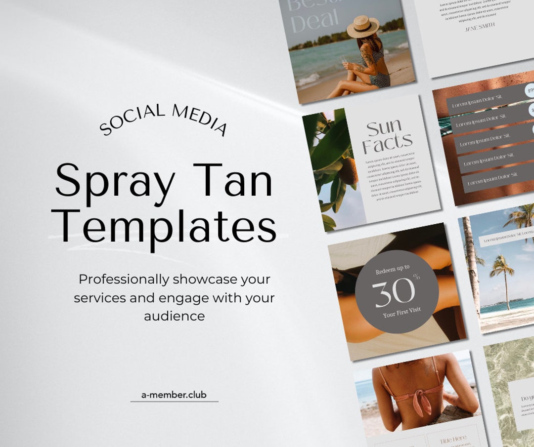 Spray Tan Instagram Canva Templates | Tanning Salon Social Media Kit ...