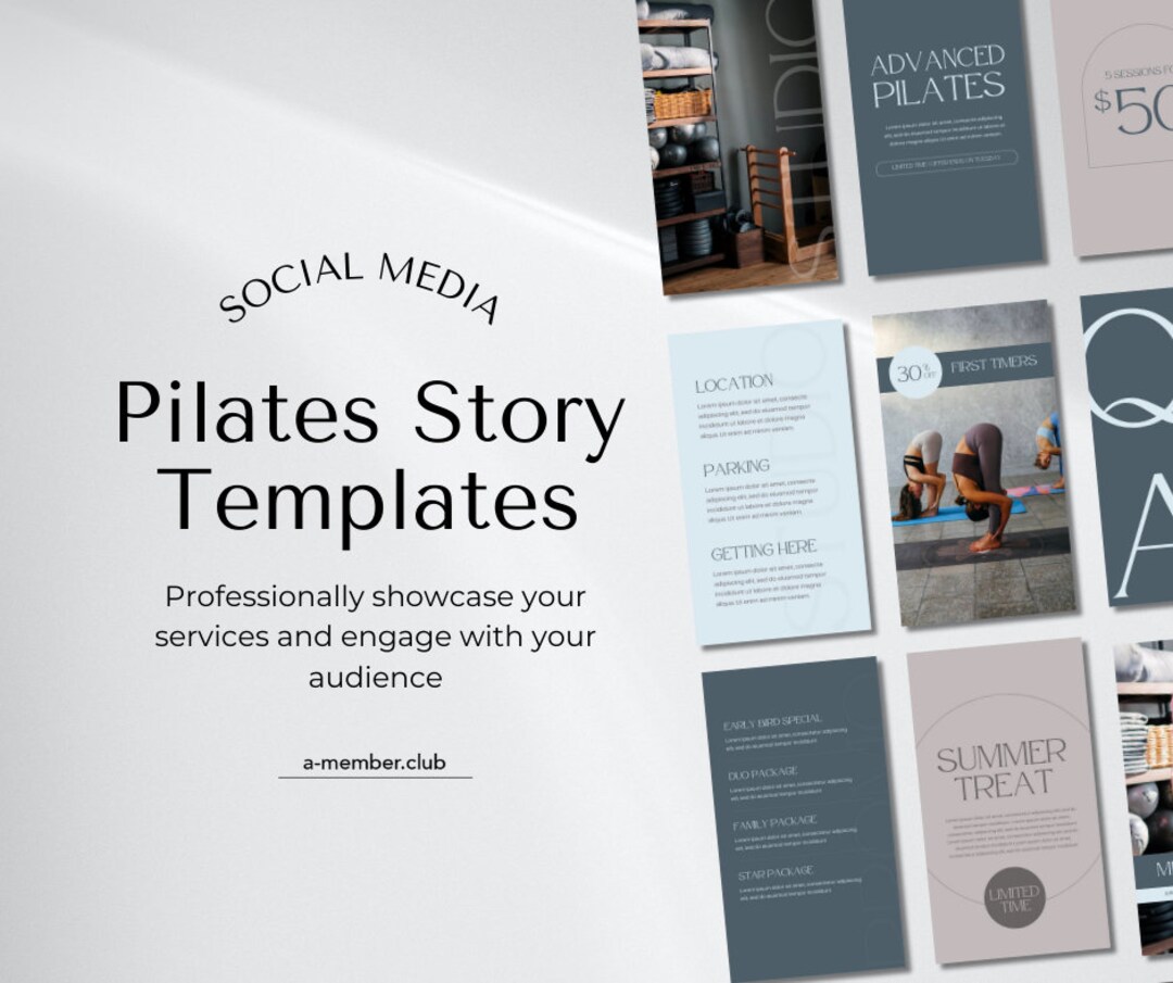 Pilates Social Media Story Templates | Yoga Posts Templates | Pilates ...