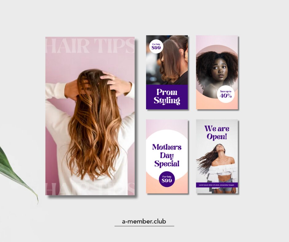 Hair Social Media Story Templates | Hair Salon & Stylist Canva | Makeup ...