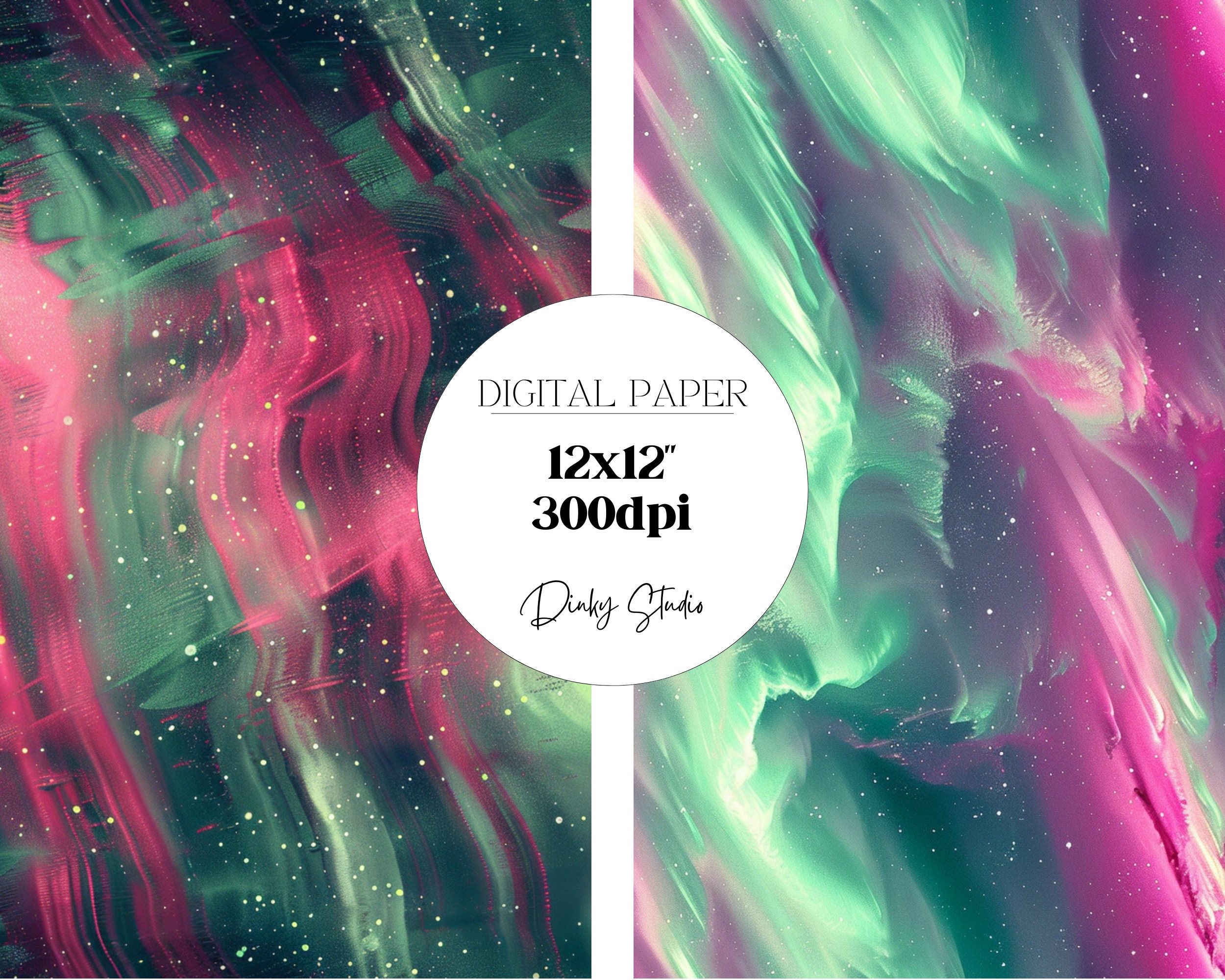 Northern Lights Papers: 18 Aurora Borealis Texture Bundle for Crafting ...