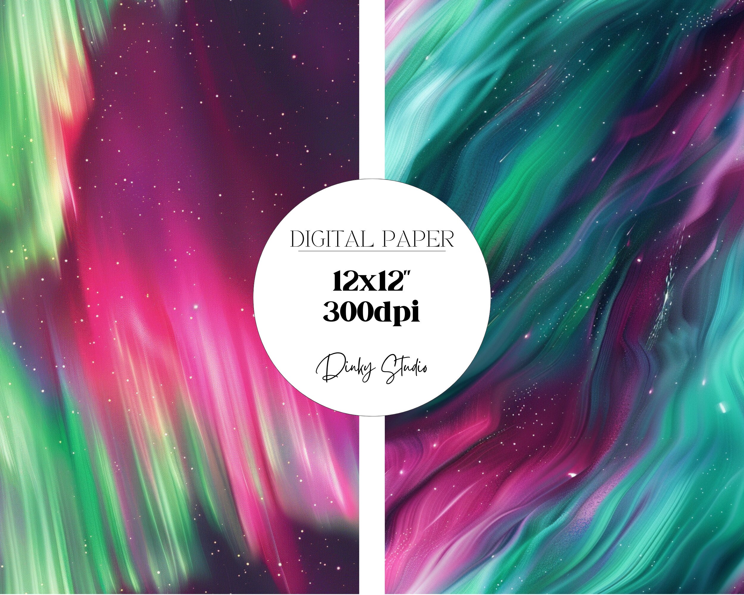 Northern Lights Papers: 18 Aurora Borealis Texture Bundle for Crafting ...