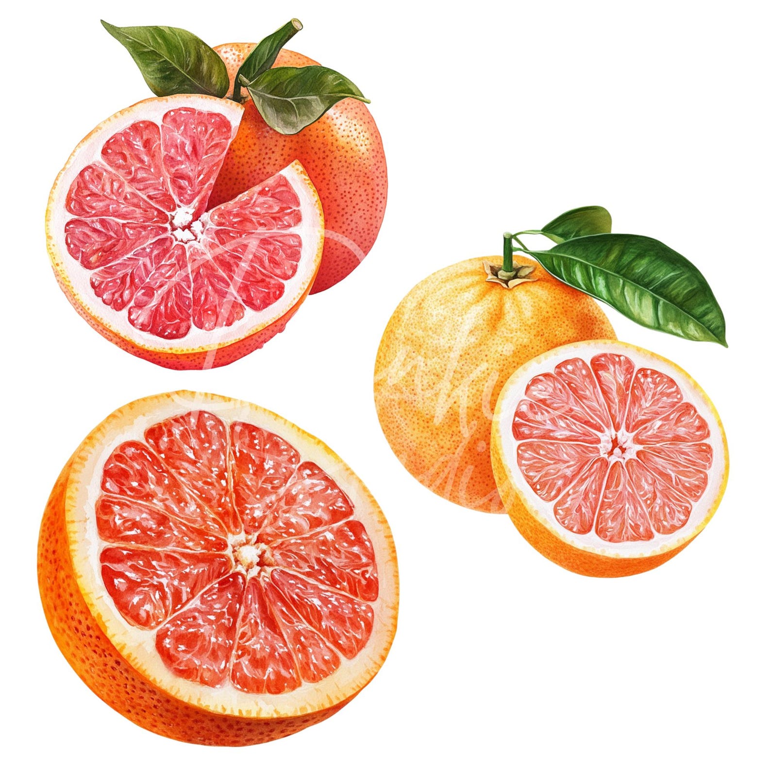 12 Watercolor Grapefruit Clipart Bundle - 12 Juicy Grapefruit Pngs for ...