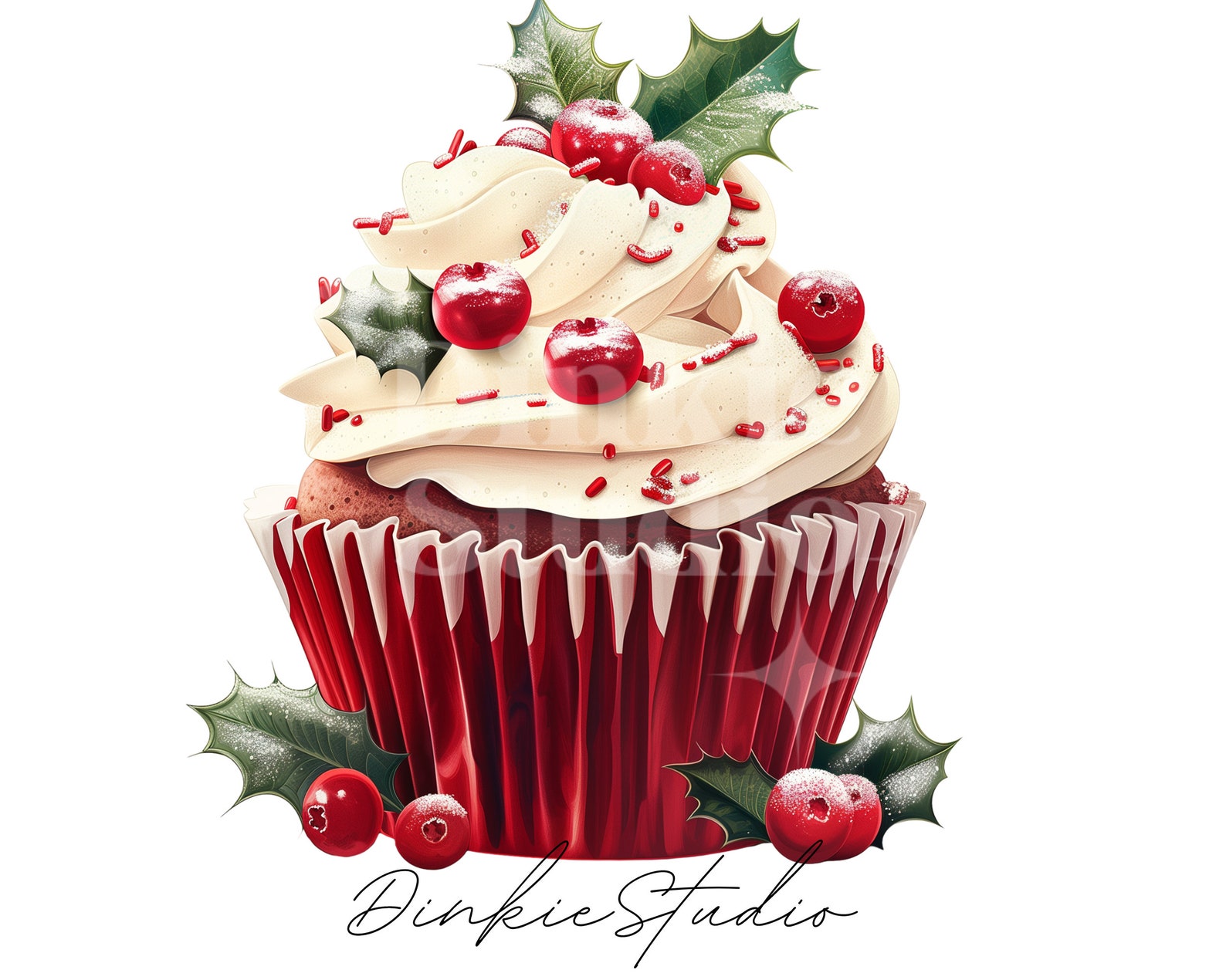 Christmas Cupcakes Clipart Bundle 10 High Quality Pngs Digital Download ...