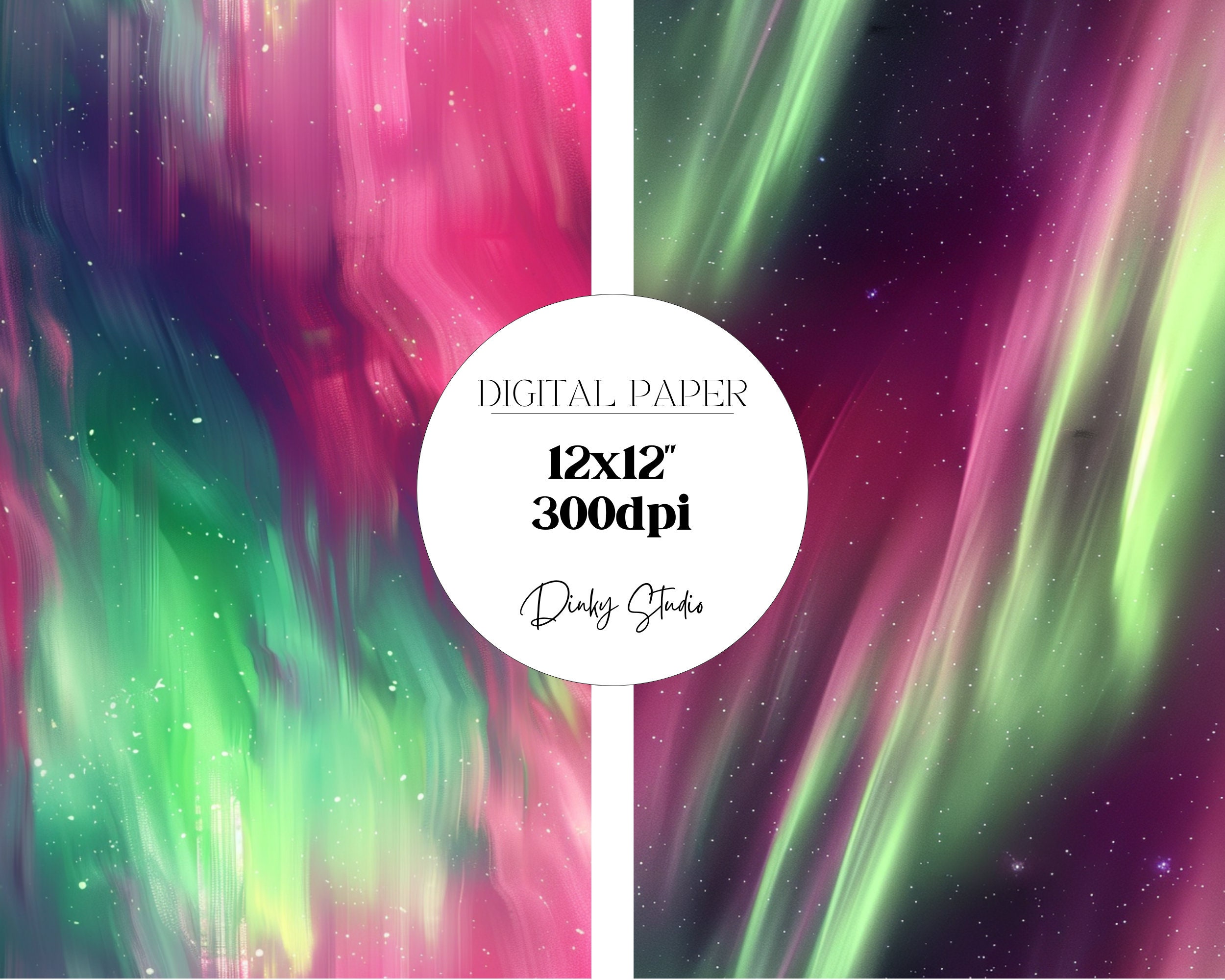 Northern Lights Papers: 18 Aurora Borealis Texture Bundle for Crafting ...