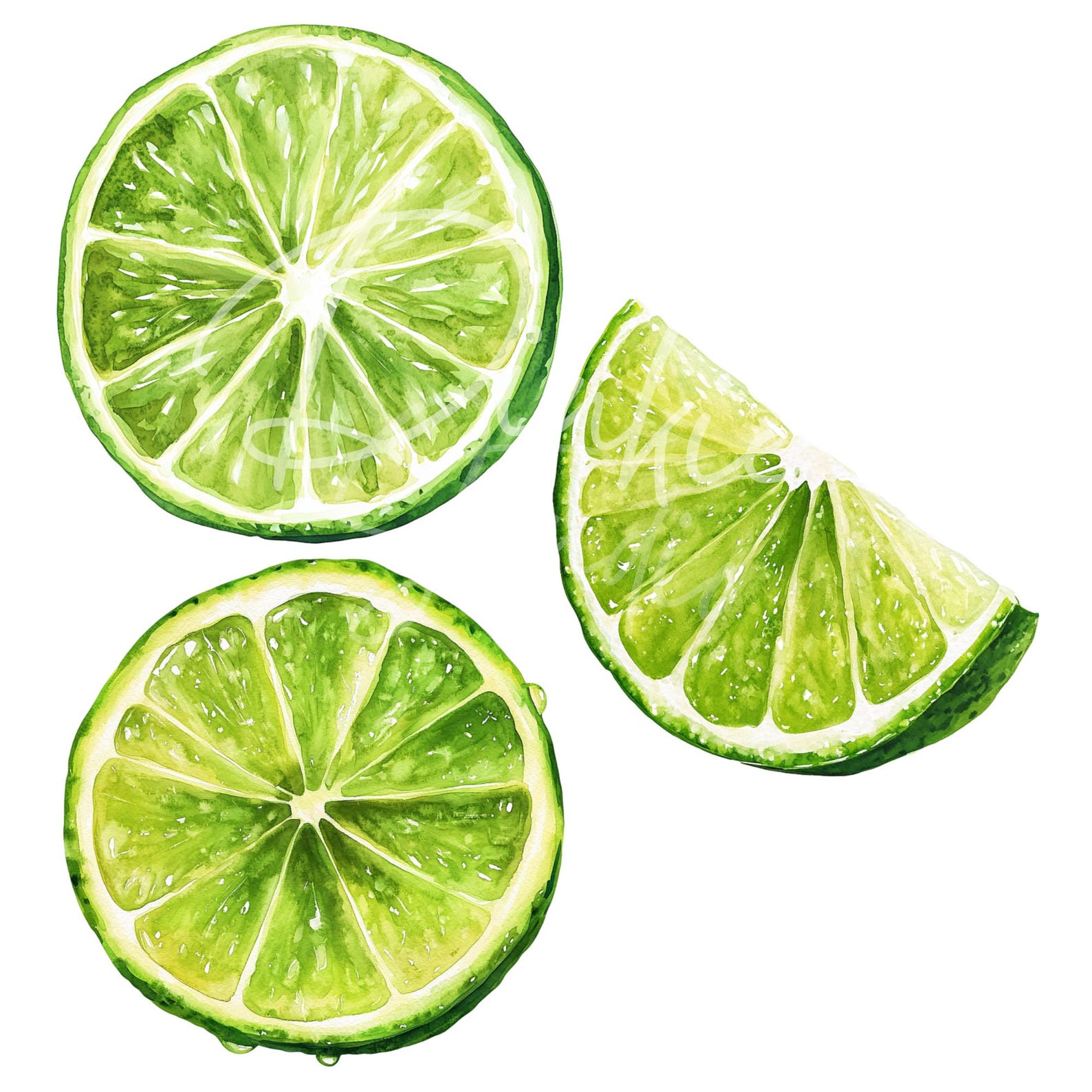 12 Watercolor Lime Clipart Bundle - 12 Fresh Lime Pngs for Digital ...