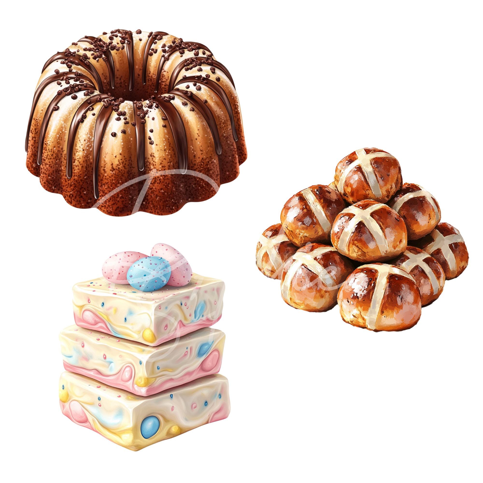 12 Easter Sweet Food Clipart Set - 12 Transparent Background Pngs ...