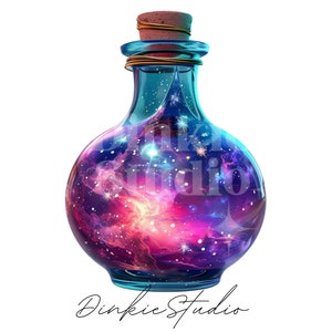 10 Galaxy Potion Bottles PNG Bundle , Fantasy Pngs, Magical, Whimsical ...