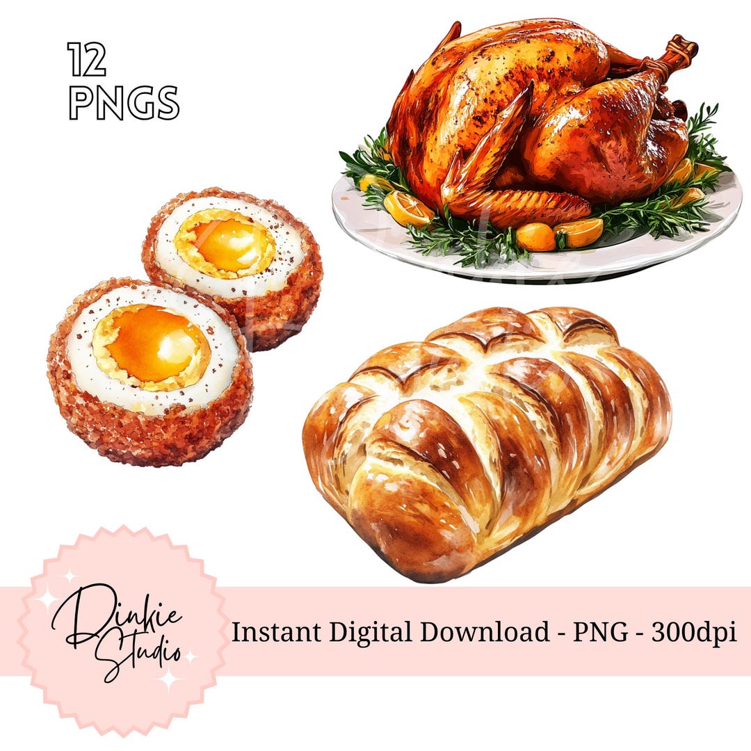 12 Easter Savoury Food Clipart Set - 12 Transparent Background Pngs ...