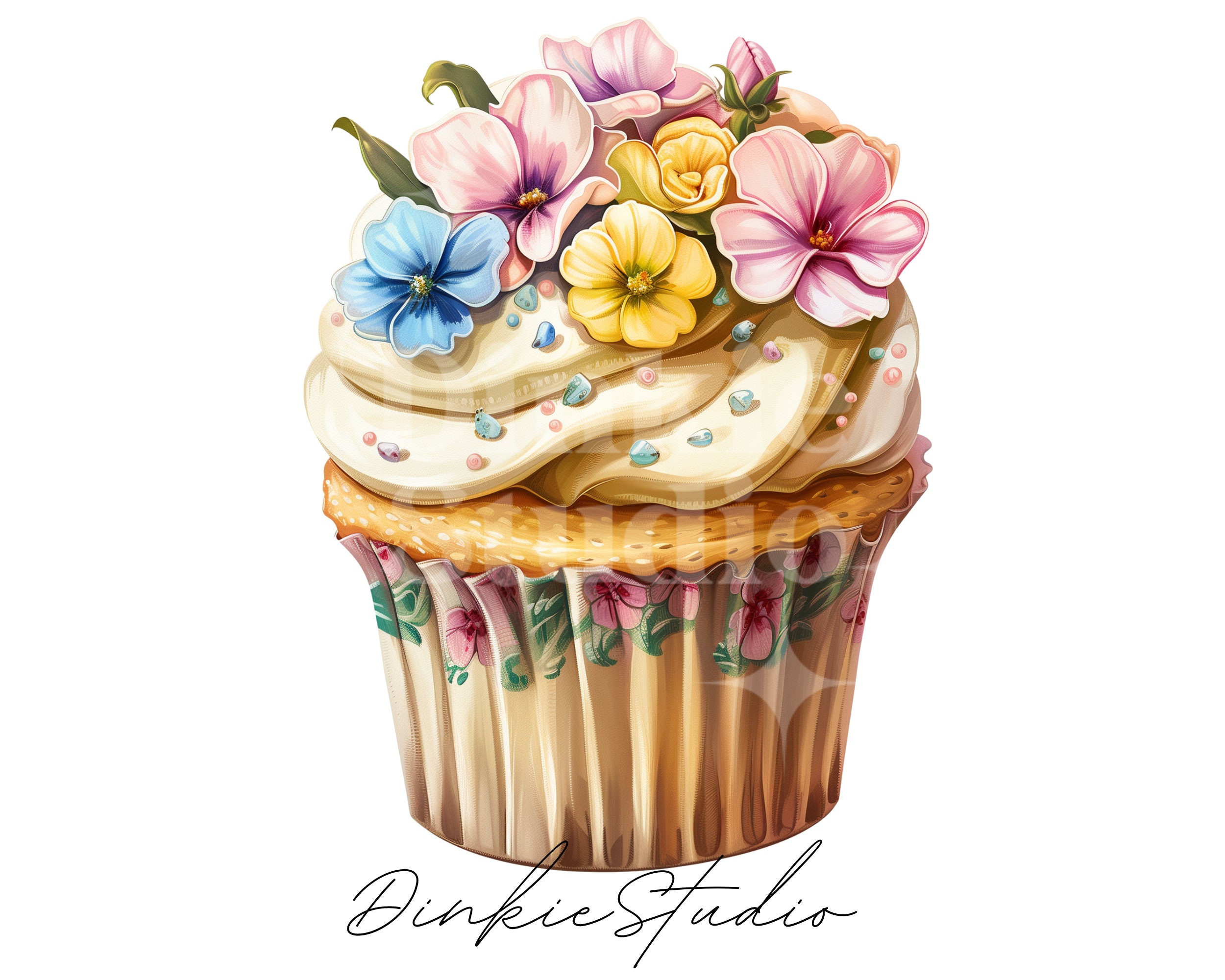 Spring Cupcakes Clipart Bundle 10 High Quality Pngs Digital Download ...