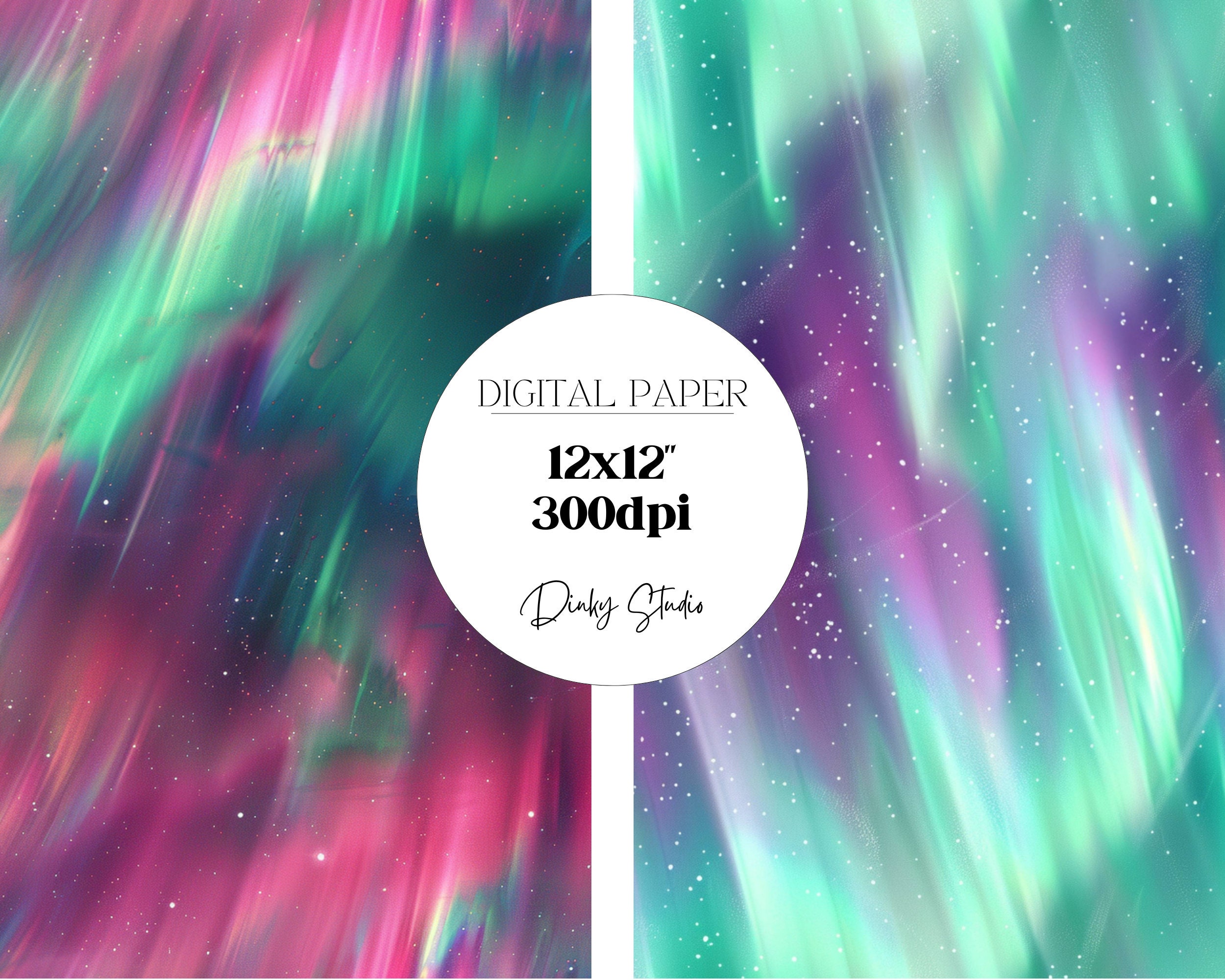 Northern Lights Papers: 18 Aurora Borealis Texture Bundle for Crafting ...