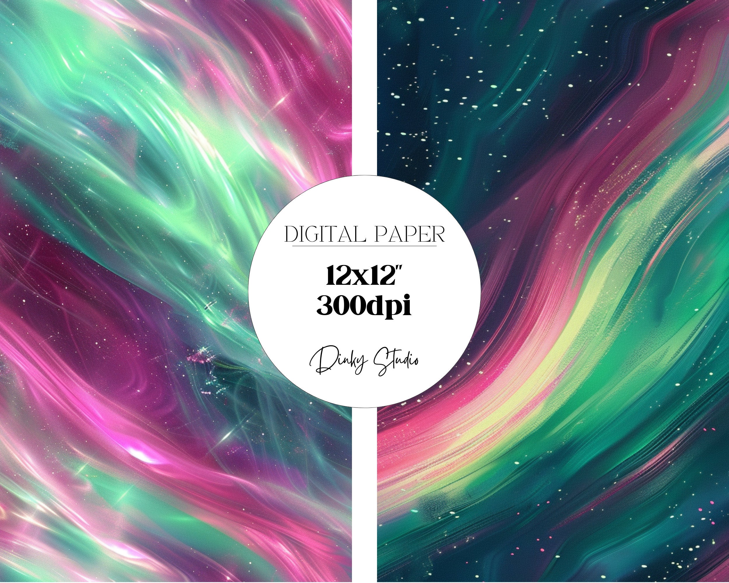 Northern Lights Papers: 18 Aurora Borealis Texture Bundle for Crafting ...