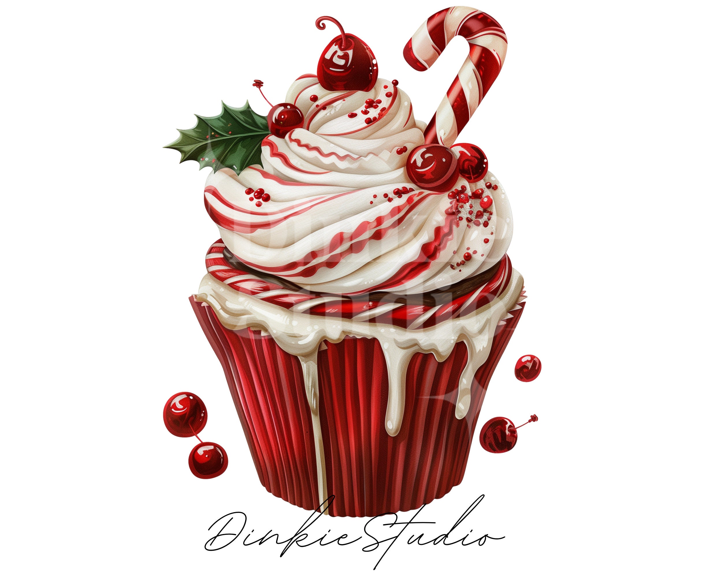 Christmas Cupcakes Clipart Bundle 10 High Quality Pngs Digital Download ...