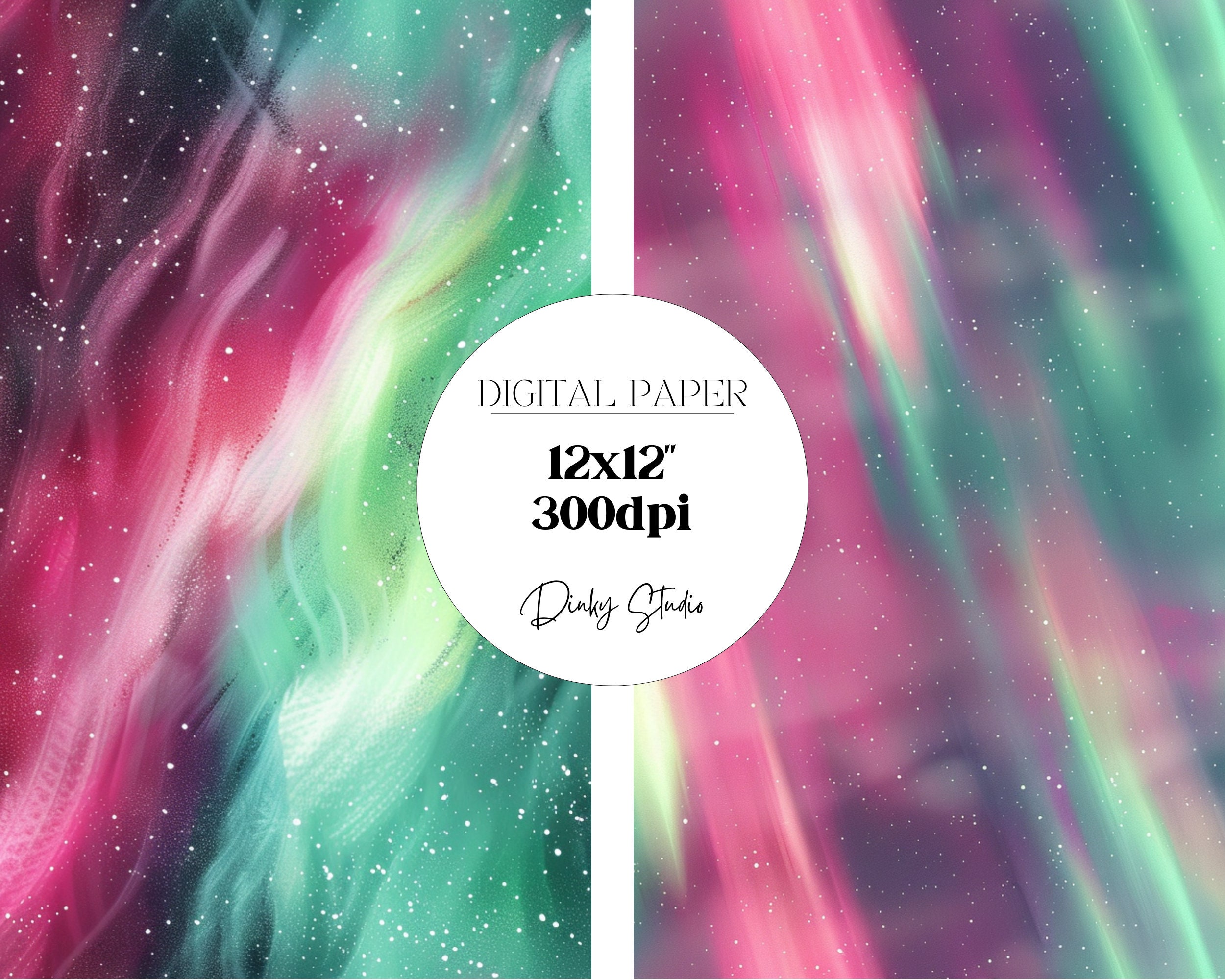 Northern Lights Papers: 18 Aurora Borealis Texture Bundle for Crafting ...