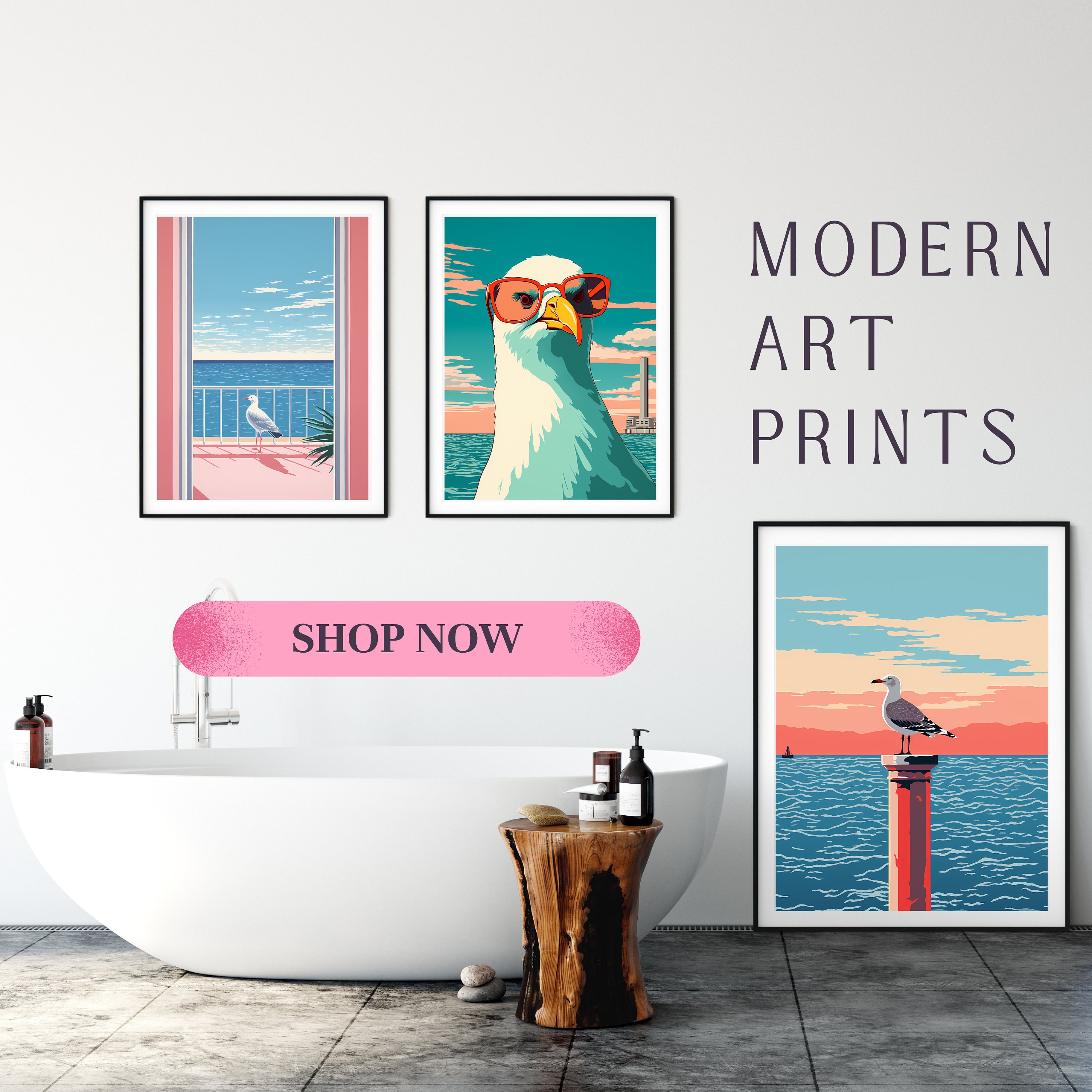 Seagull Wall Art, Set of 8, Seagull Decor, Wall Art - Etsy