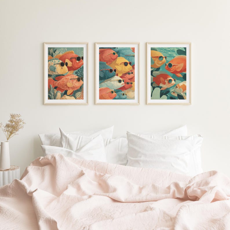 Tropical Fish Wall Art Set of 20, Vintage Fish Poster, Retro Ocean ...