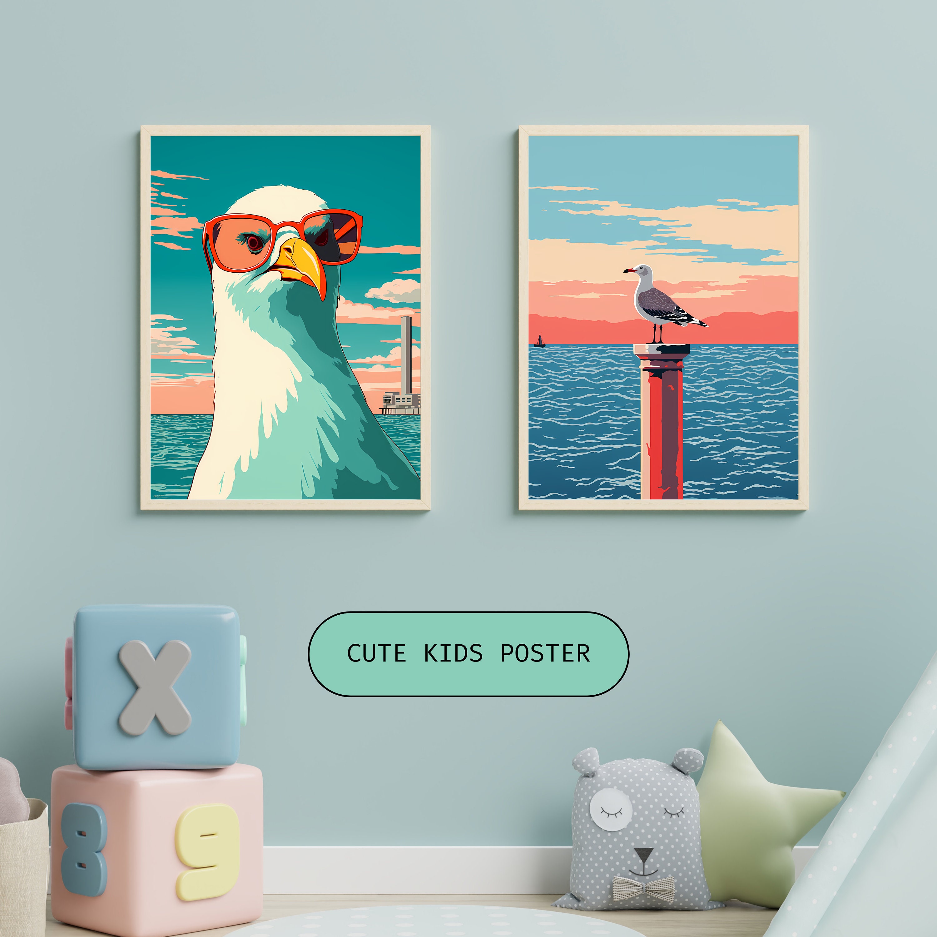 Seagull Wall Art, Set of 8, Seagull Decor, Wall Art - Etsy