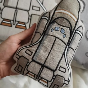 Linen Spaceship Pillow, Space Shuttle Kids Room Decor - Etsy