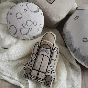 Linen Spaceship Pillow, Space Shuttle Kids Room Decor - Etsy