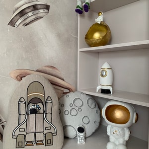 Spaceship Linen Pillow, Astronaut Pocket, Space Shuttle Kids Cushion - Etsy