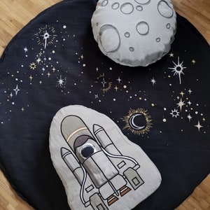 Spaceship Linen Pillow, Astronaut Pocket, Space Shuttle Kids Cushion - Etsy