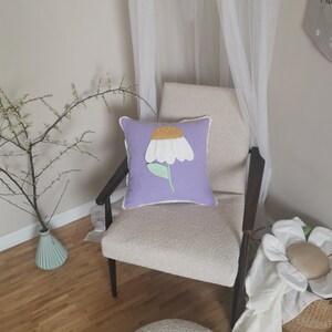 Decorative Pillow With Cute Flower, Beautiful Violet Pillow for the ...