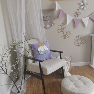 Decorative Pillow With Cute Flower, Beautiful Violet Pillow for the ...