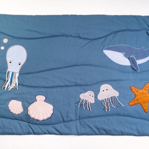 Linen Baby Play Mat With Ocean Animals Developmental Play - Etsy