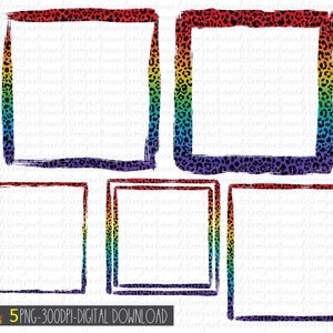 Distressed Leopard Rainbow Frames Png Sublimation Design Download ...