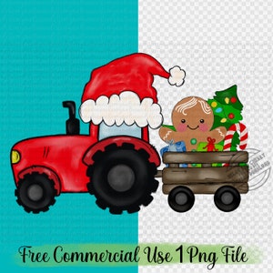 Christmas Tractor Png Sublimation Design Download, Gingerbread Man Png, Santa Hat, Farm Tractor ...