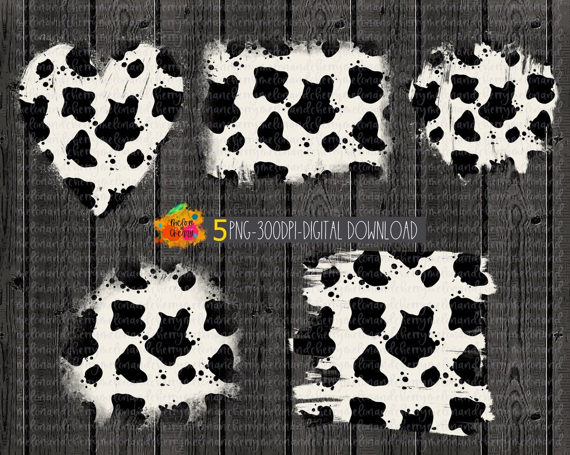 Distressed Cow Print Patches Png Sublimation Design Download | Etsy