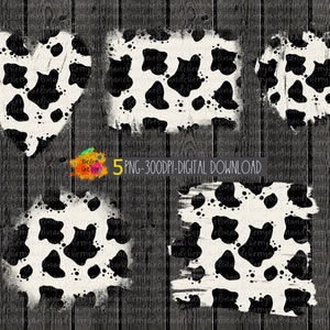 Distressed Cow Print Patches Png Sublimation Design Download, Cow ...