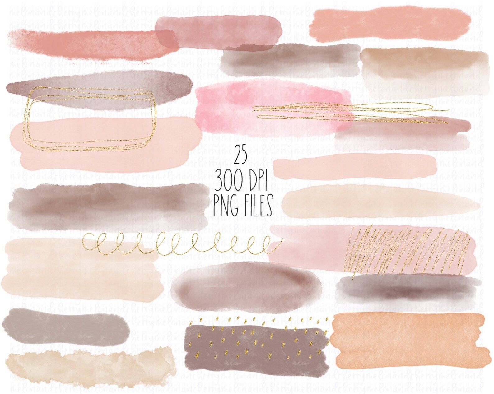 Rose Gold Watercolor Brush Strokes Clipart Brush Stroke Png - Etsy