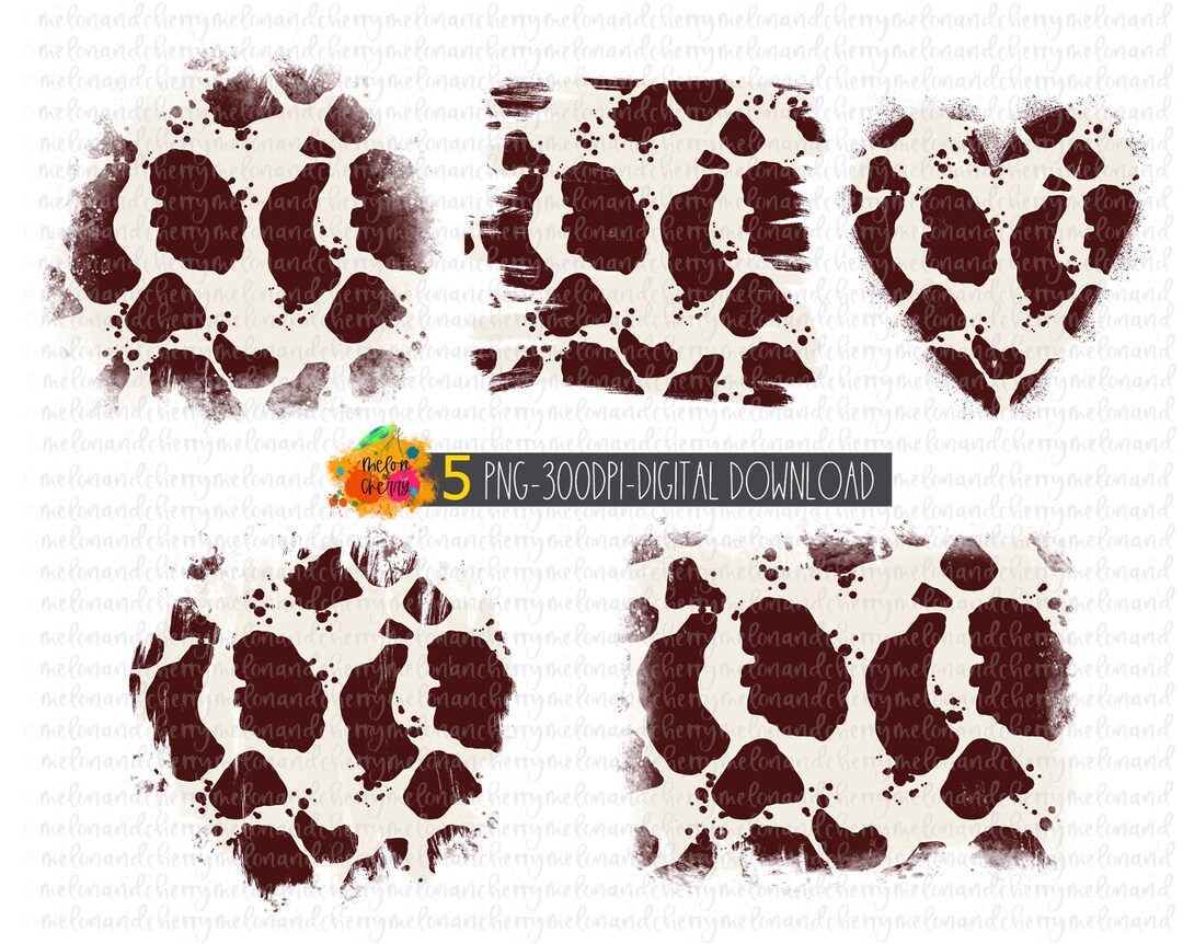 Distressed Cow Print Patches Png Sublimation Design Download, Cow ...