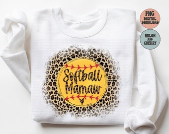 Softball Mamaw Png Sublimation Design Download Leopard - Etsy