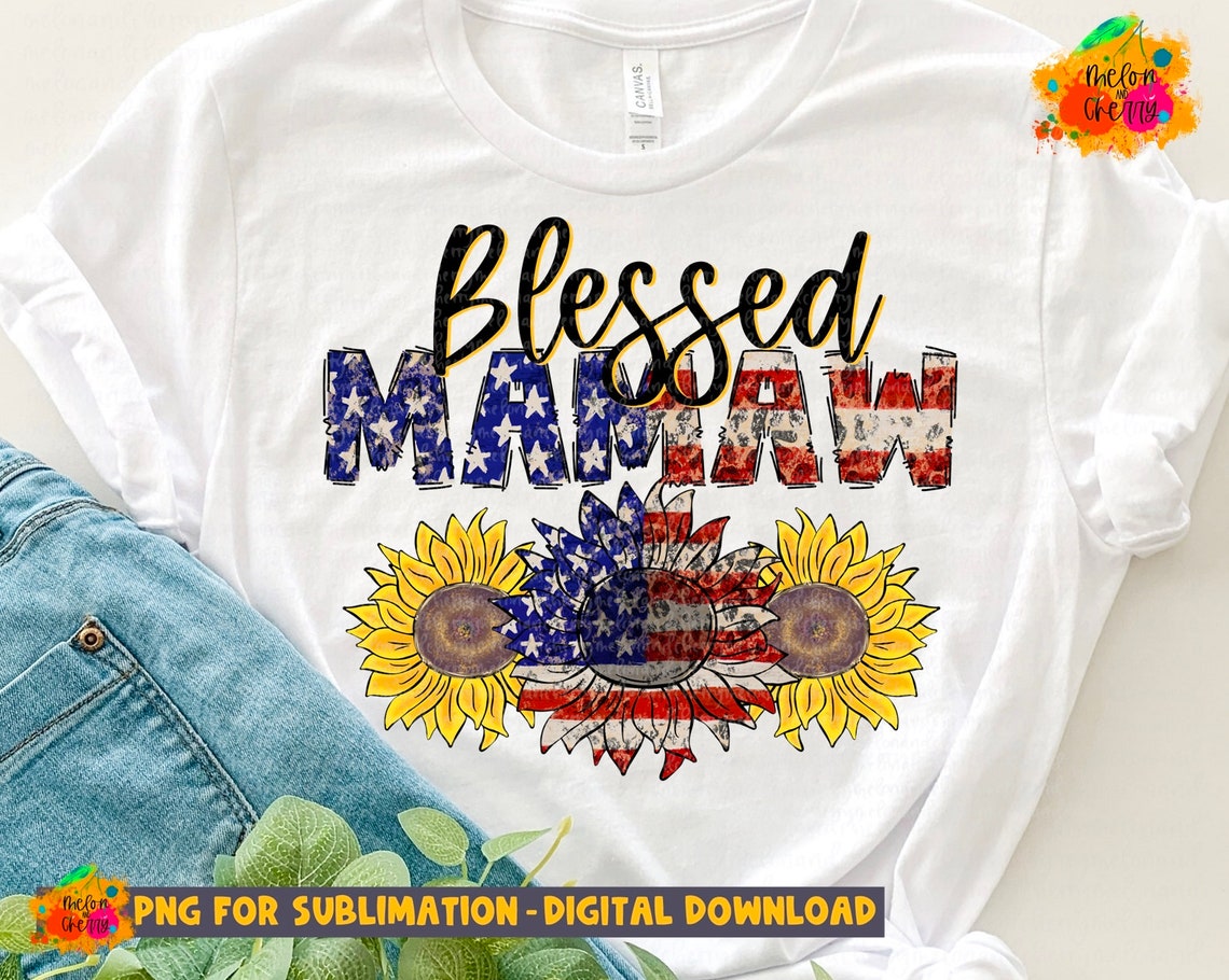 American Flag Blessed Mamaw Png Sublimation Design Download - Etsy