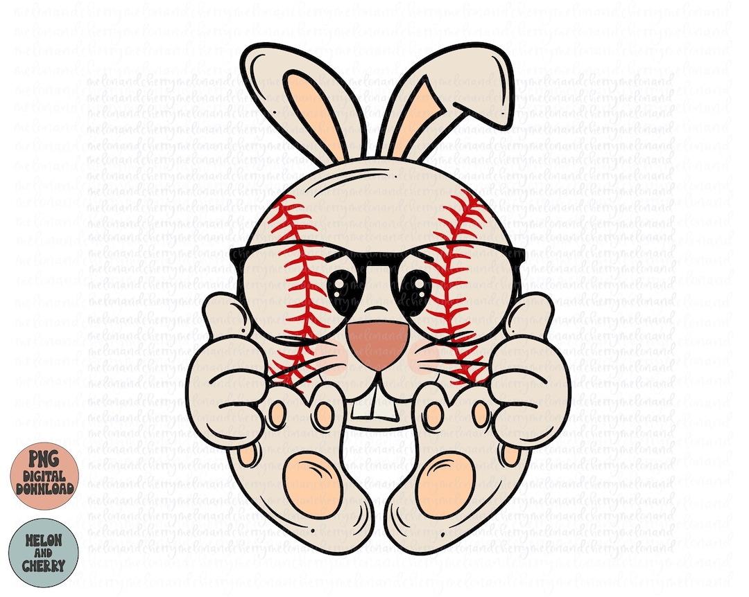 Baseball Bunny Png Sublimation Design Download, Easter Bunny Png File ...