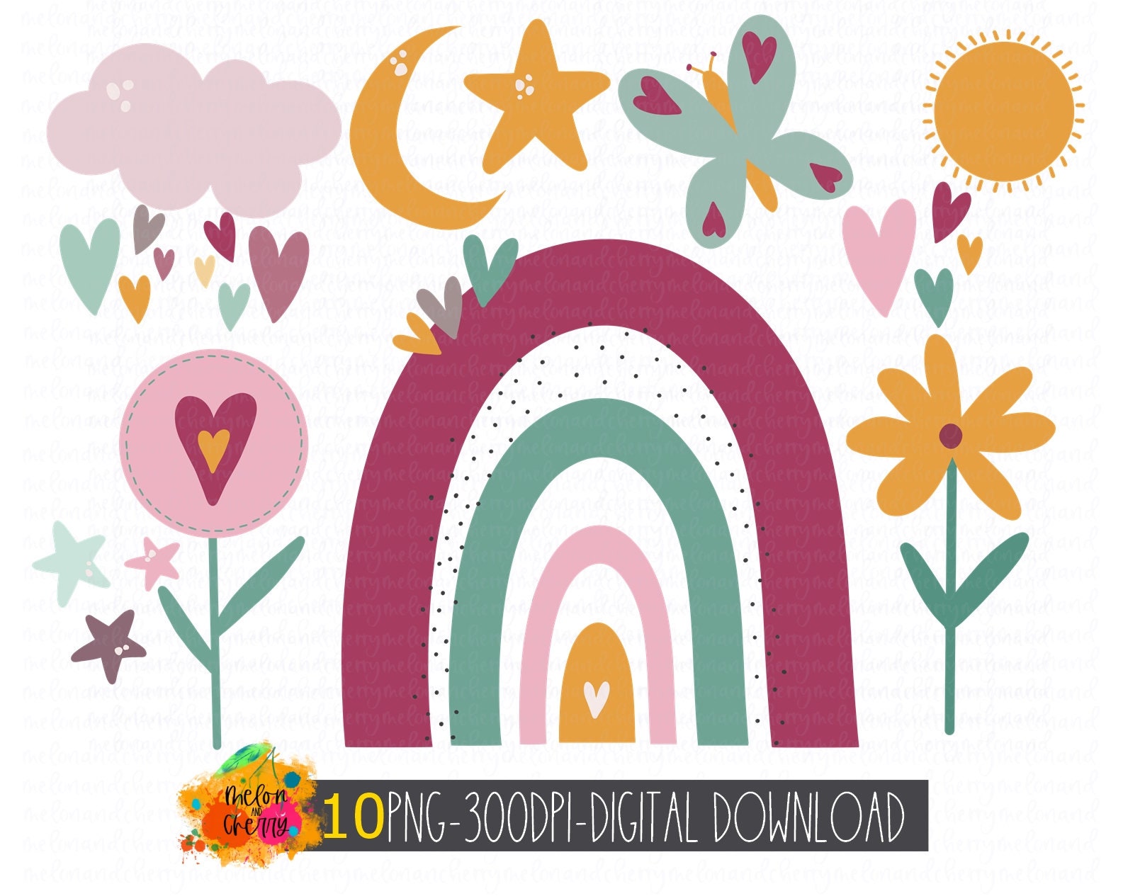 Rainbow Png Clipart Rainbow Clip Art Rainbow Png Hearts - Etsy