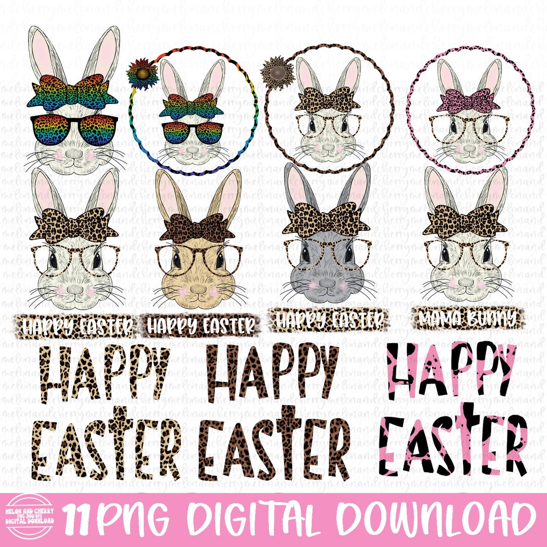 Easter Bunny Clipart Leopard Easter Png Sublimation Desig Digital ...