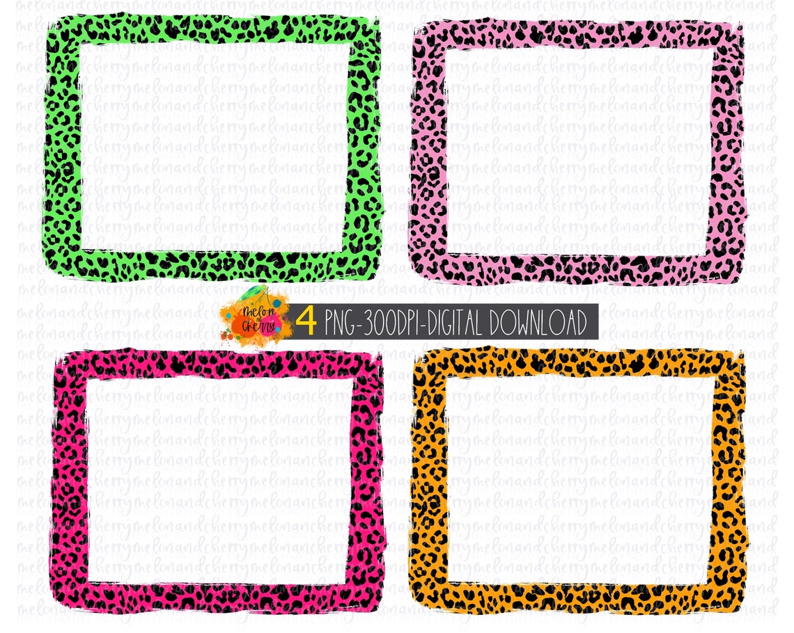 Leopard Print Frames Png Sublimation Design Download Leopard - Etsy