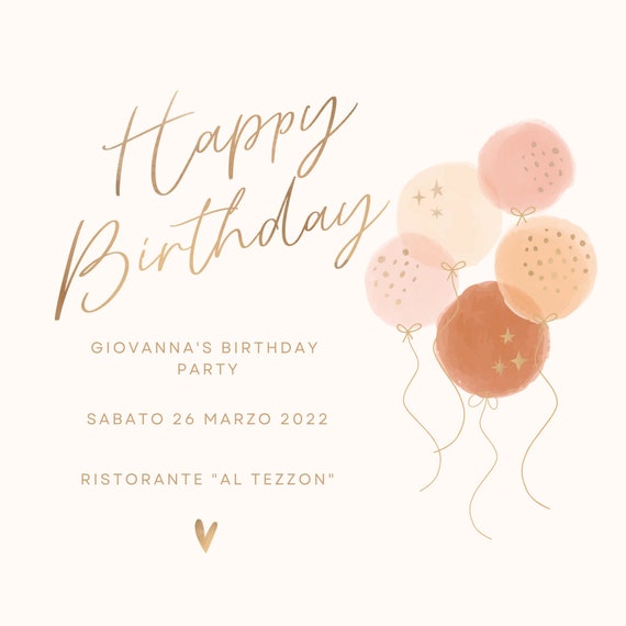 Virtual Birthday Invitation Digital Invitation Blush | Etsy