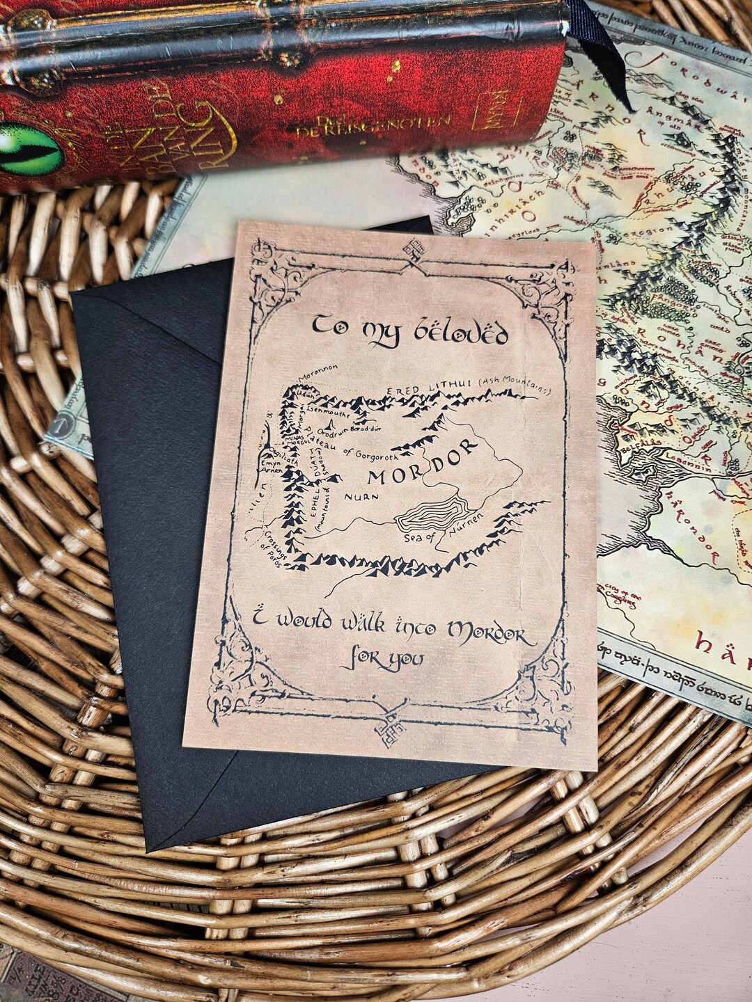 Lord of the Rings Mordor Birthday Card, Tolkien, LOTR, Bookish, With ...