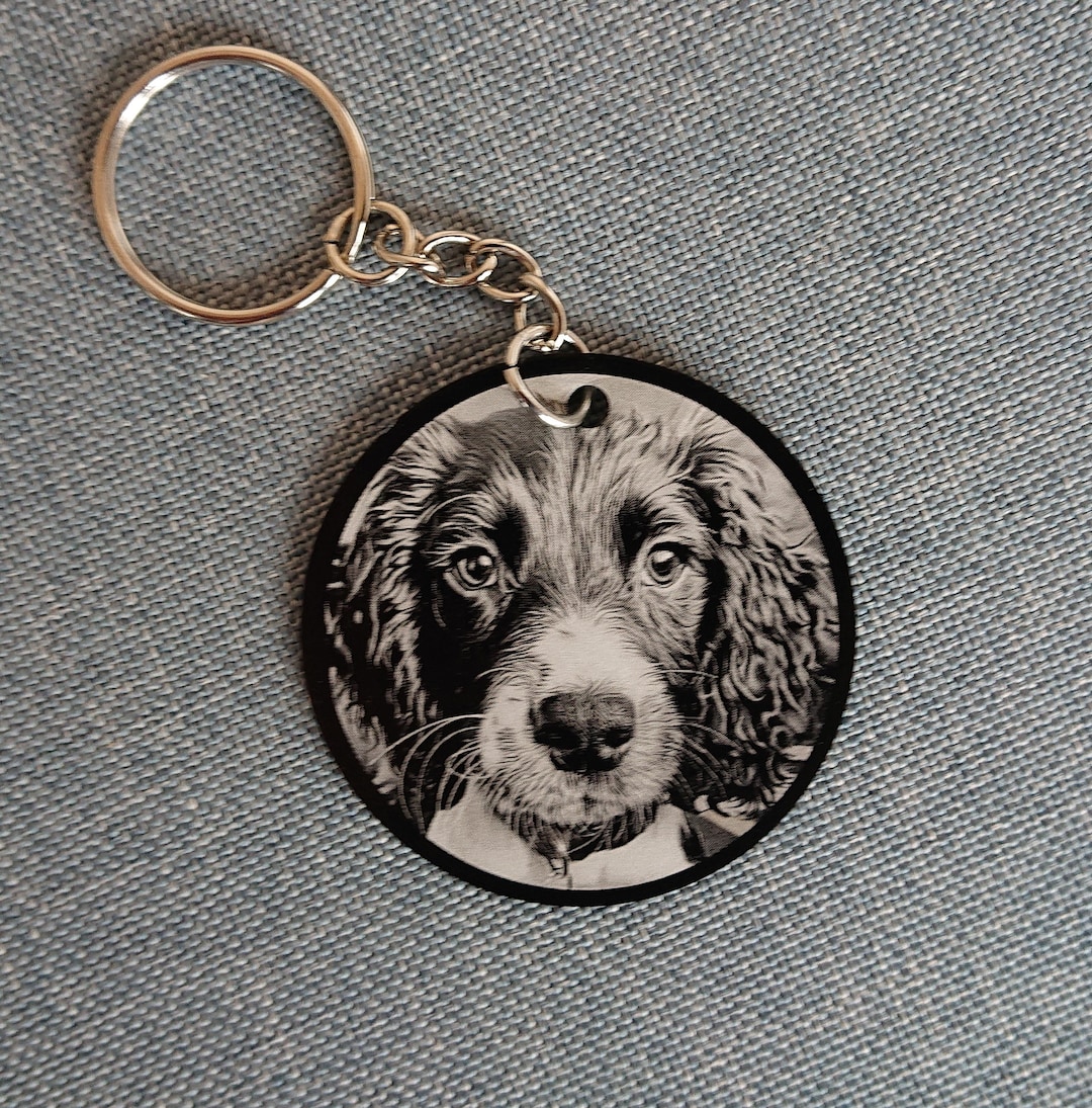 Laser Engraved Pet Photo Keyring: Personalized Dog Memorial Gift - Etsy UK