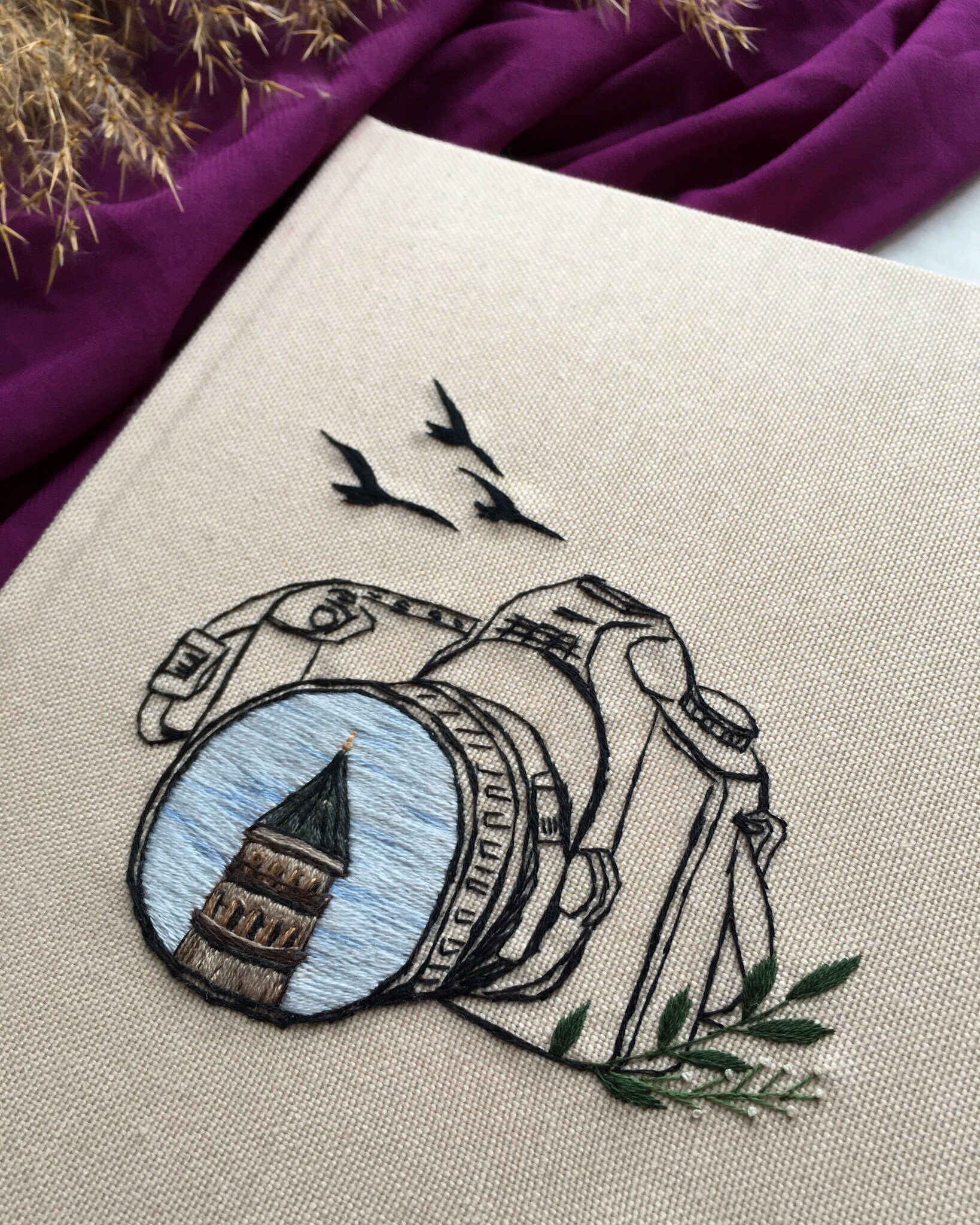 Personalized Embroidered Notebook With Camera , Linen, Custom Made ...